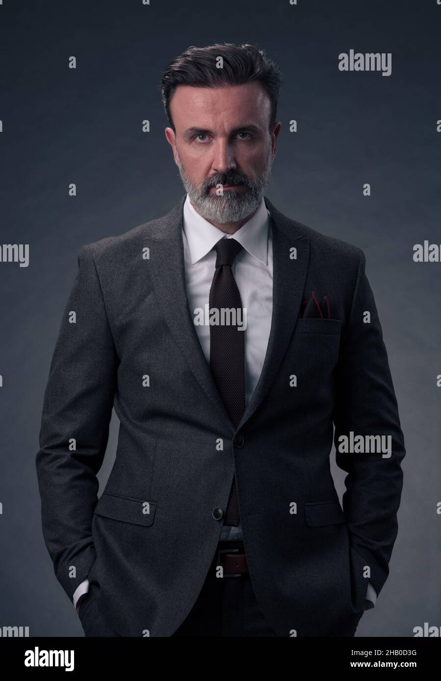 Portrait of a stylish elegant senior businessman with a beard and ...