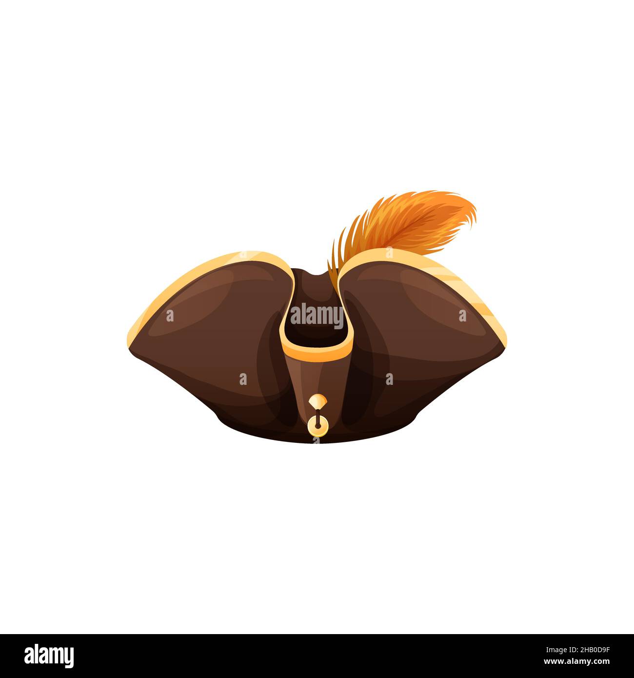 Pirate hat, caribbean captain headwear isolated sailor cap icon. Vector tricorn cocked hat ...