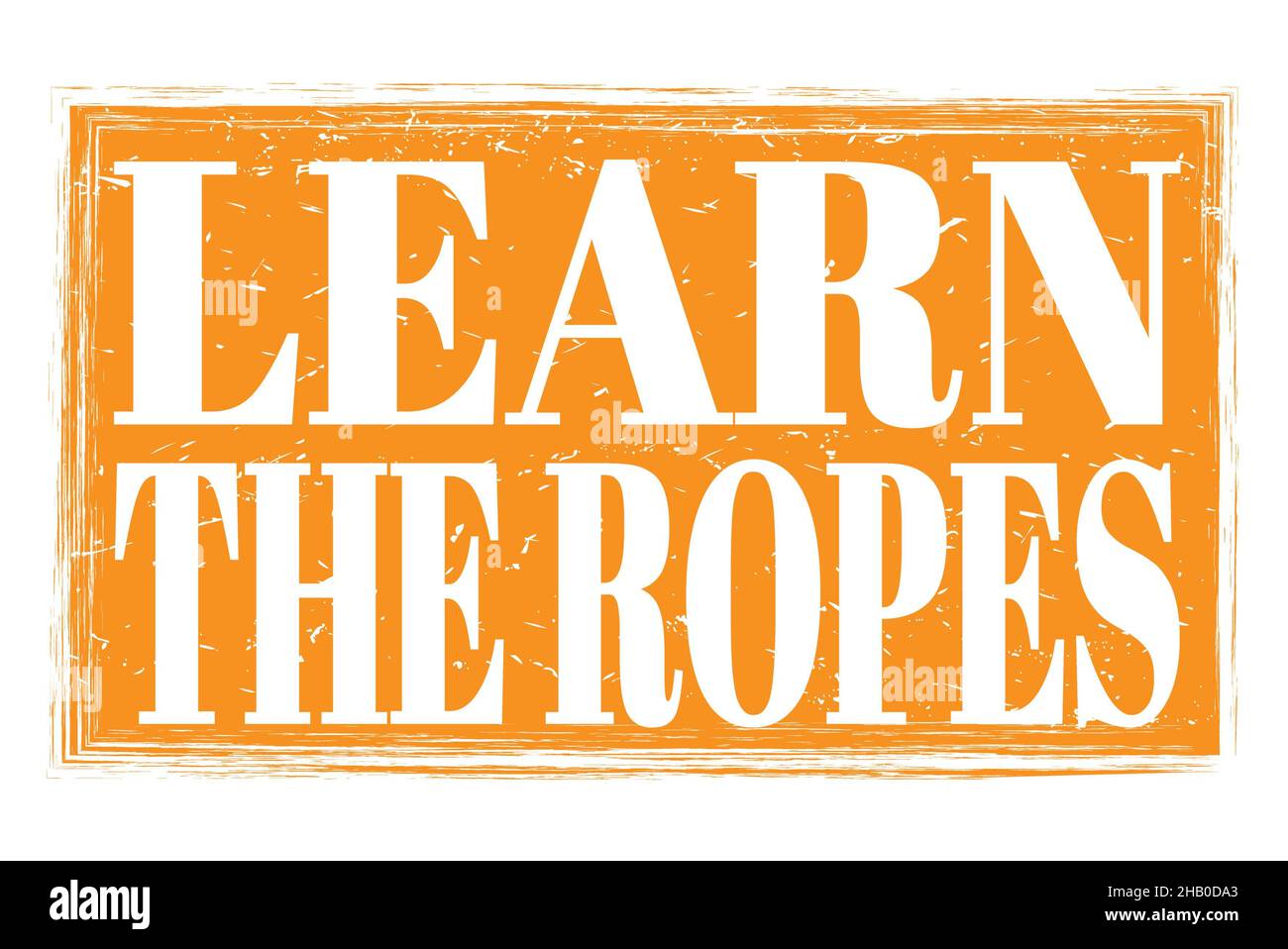 LEARN THE ROPES, words written on orange grungy stamp sign Stock Photo ...