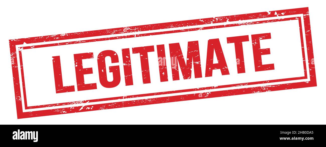 LEGITIMATE text on red grungy vintage rectangle stamp Stock Photo - Alamy