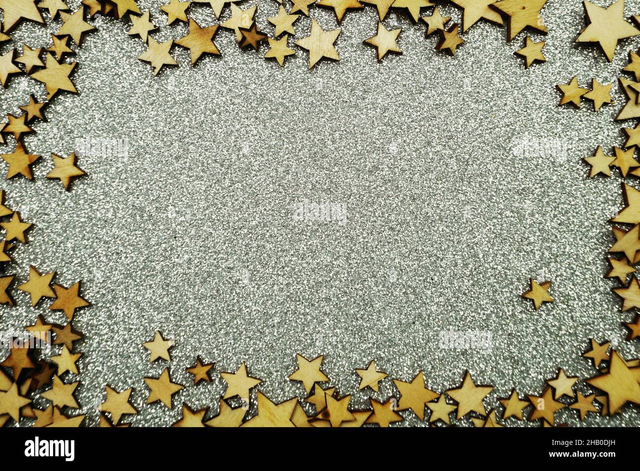 Christmas star frame over on silver glitter background Stock Photo - Alamy