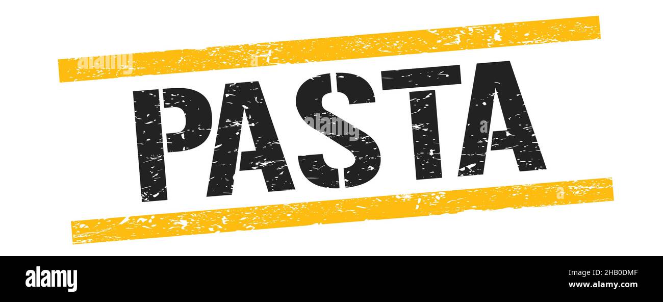 PASTA text on black yellow grungy lines stamp sign Stock Photo - Alamy