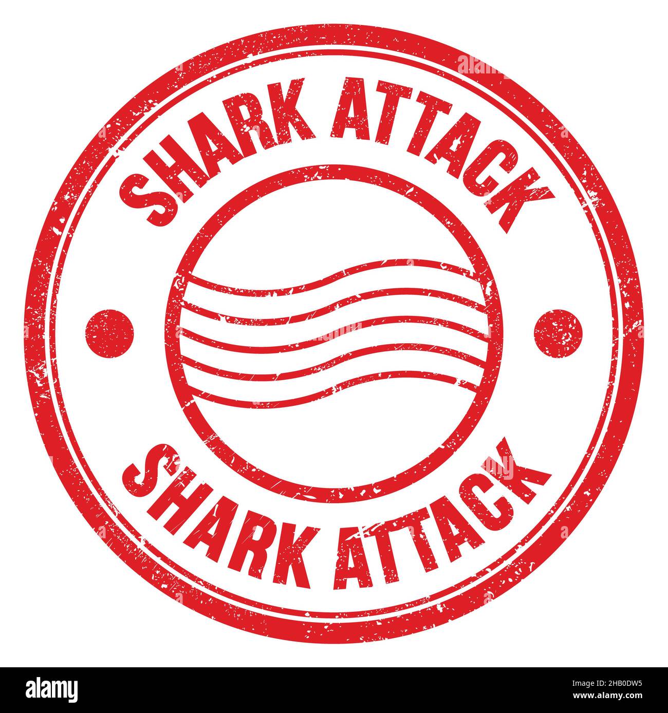 SHARK ATTACK word written on red round postal stamp sign Stock Photo ...