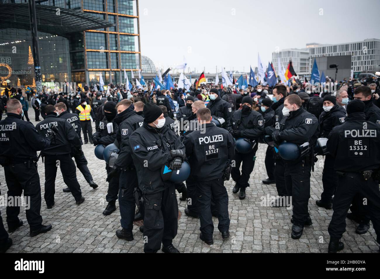 Berlin, Germany. 11th December 2021. A large police presence ensured ...