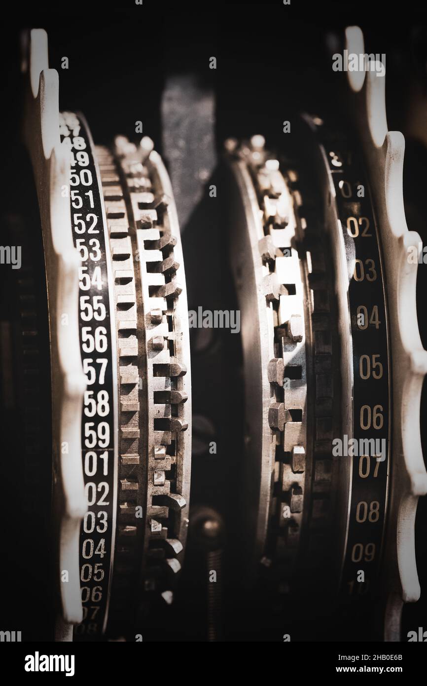 The numbered cog position from a World War 2 German encryption machine ...
