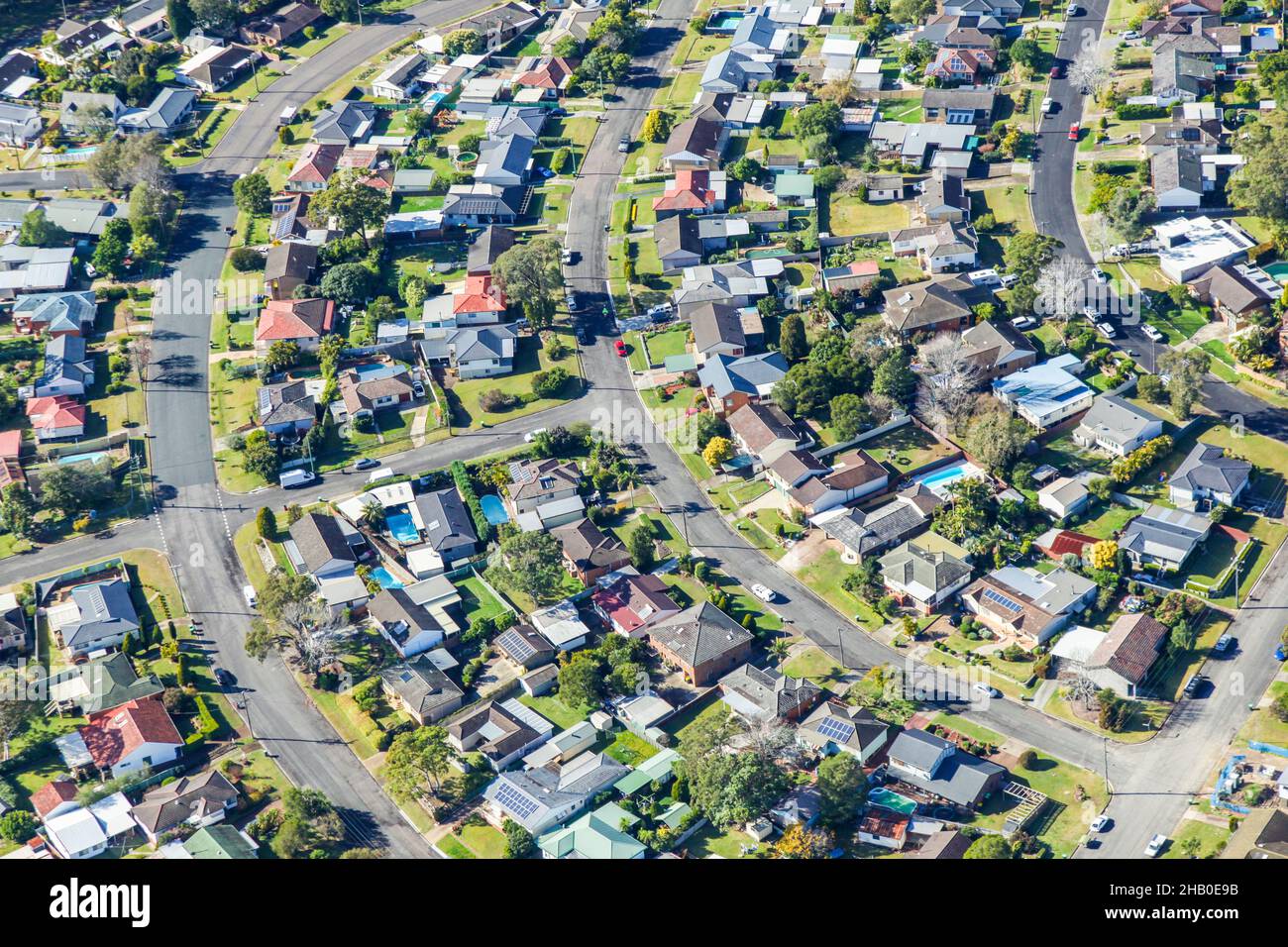 Aerial view of typical older Australian suburb featuring mainly ...