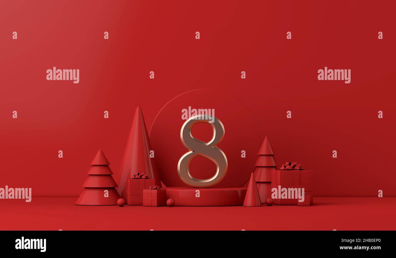 The 12 days of christmas. 8th day festive background. 3D Render Stock ...