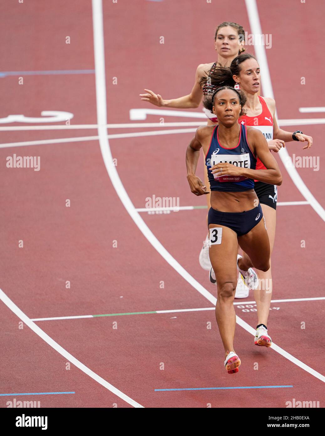 Renelle Lamote competing in the 800 meters of the 2020 Tokyo Olympics ...