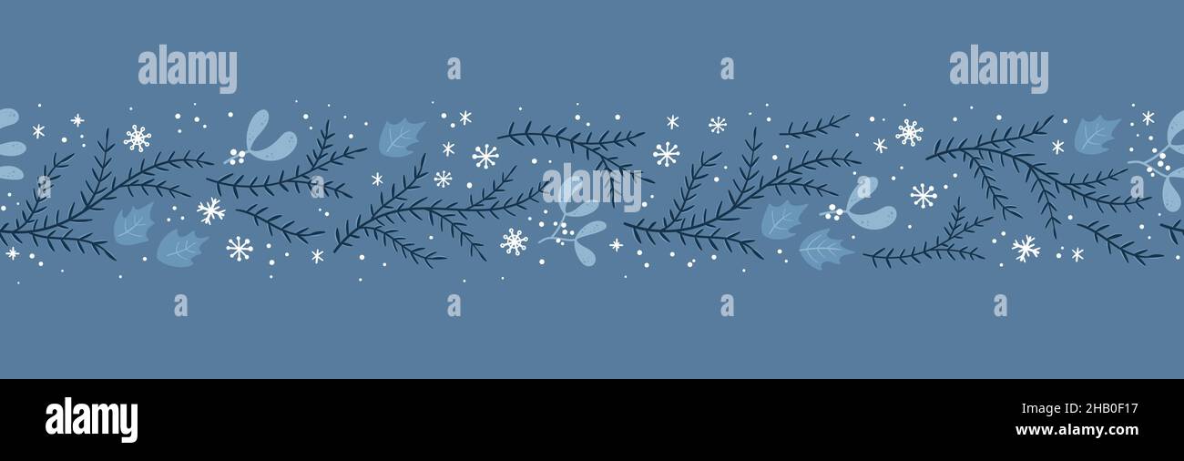 Lovely hand drawn seamless christmas pattern with branches and ...