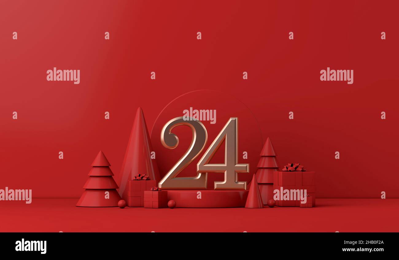 24th of December festive background. 3D Render Stock Photo - Alamy
