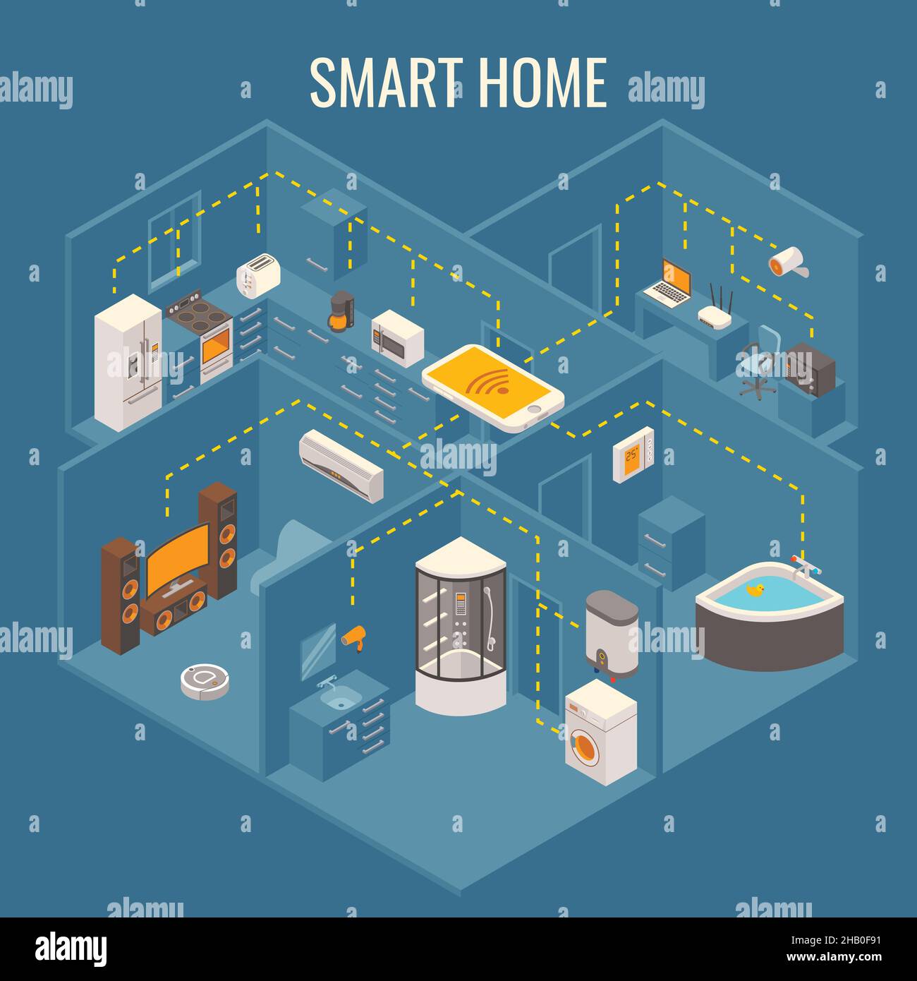 Smart house concept vector flat 3d isometric illustration Stock Vector Image & Art - Alamy