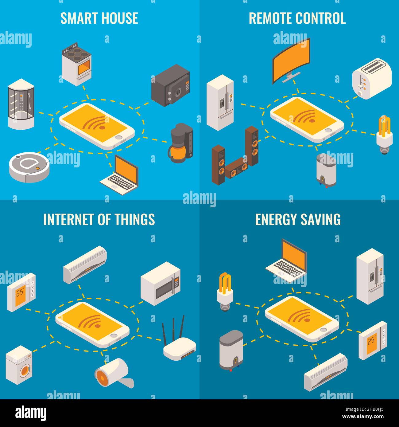 Vector set of smart home concept isometric posters Stock Vector Image ...