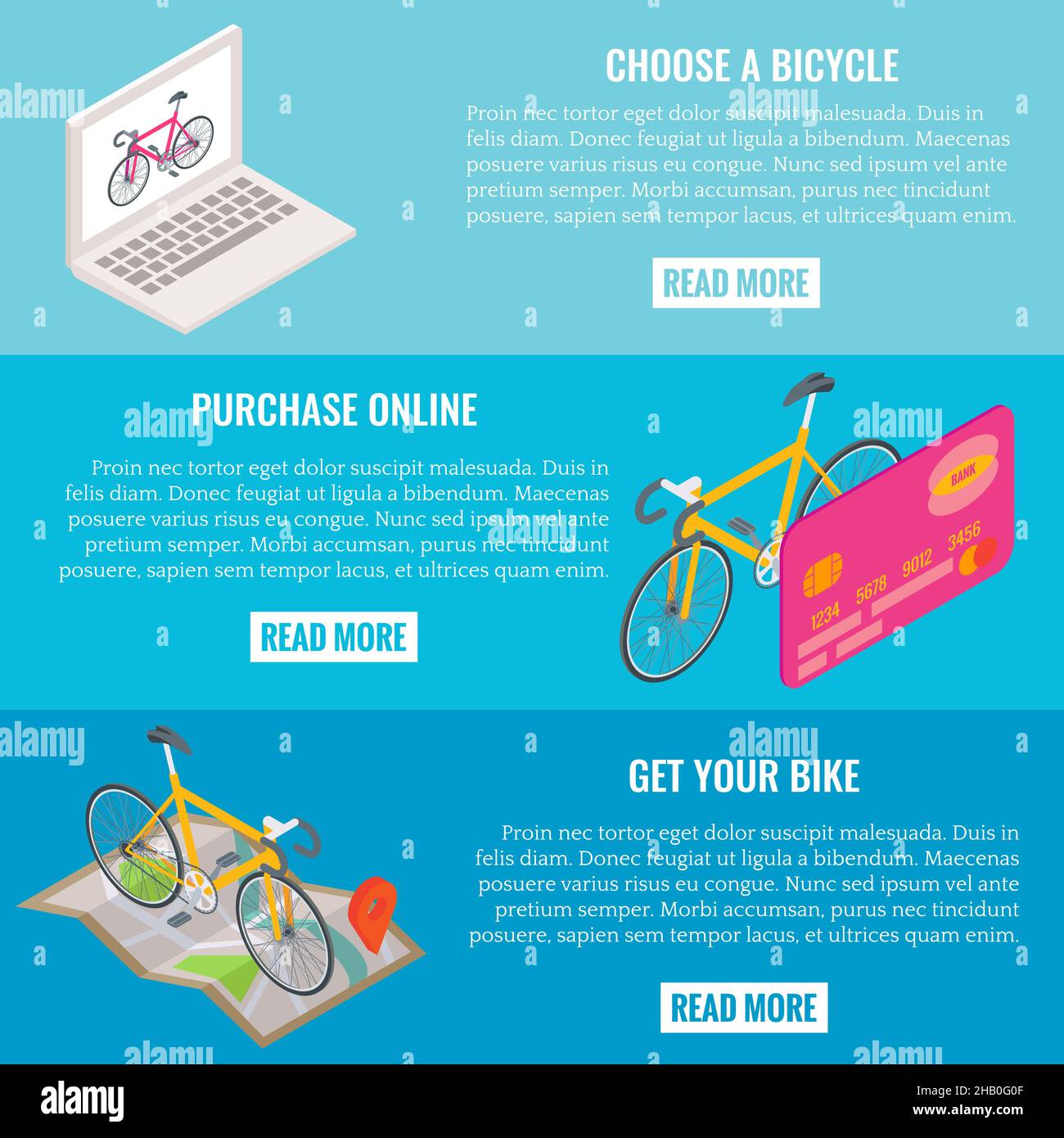 Online bike shopping concept vector horizontal banner set Stock Vector ...
