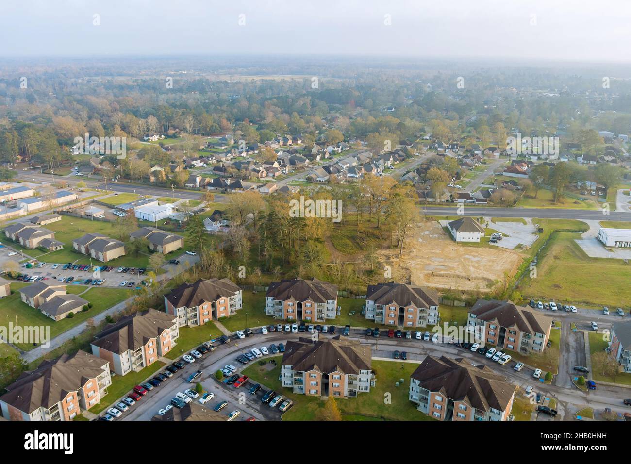 Aerial top view of small town in Denham Springs in Louisiana good ...