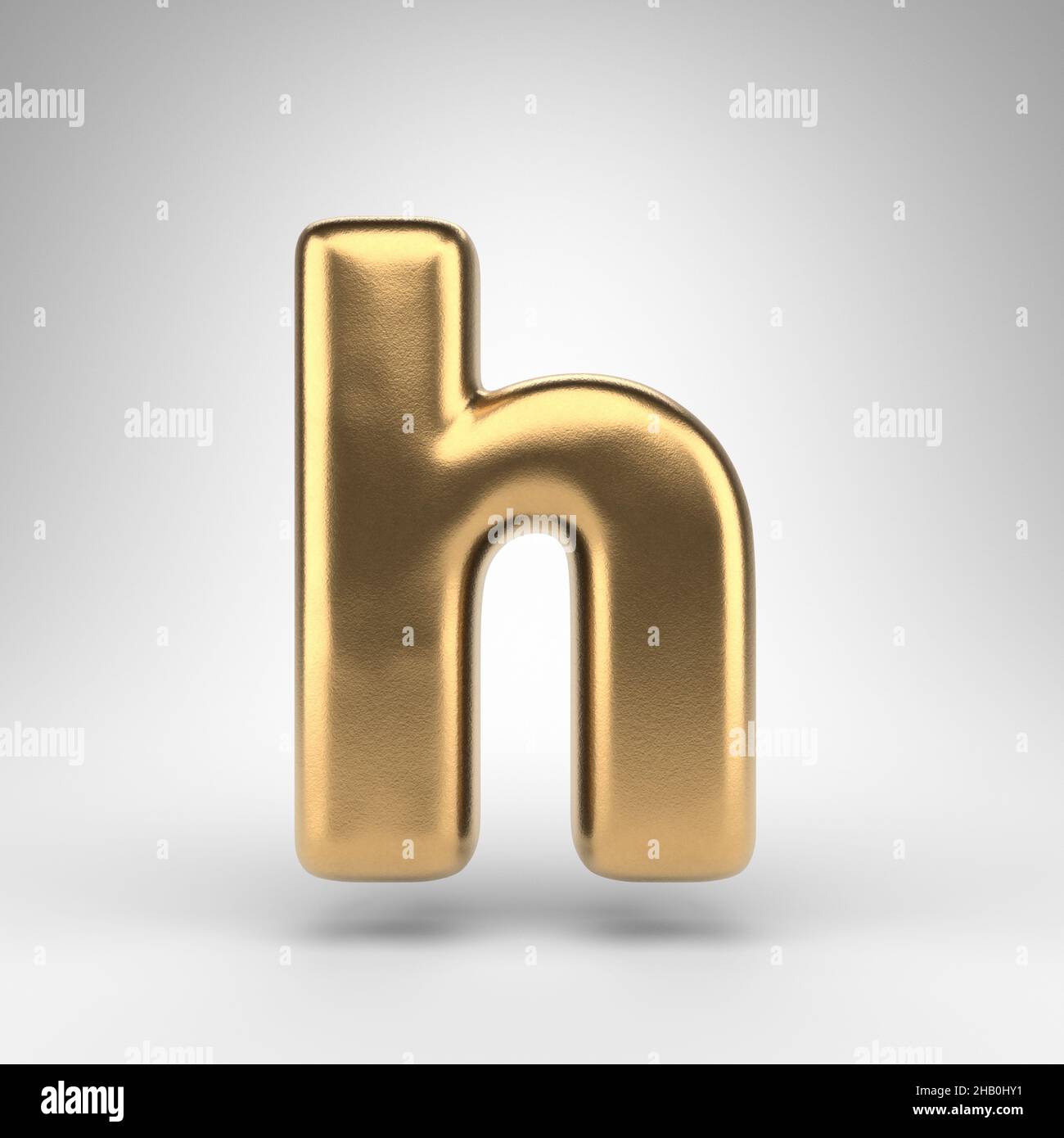 Letter H lowercase on white background. Golden 3D rendered font with ...