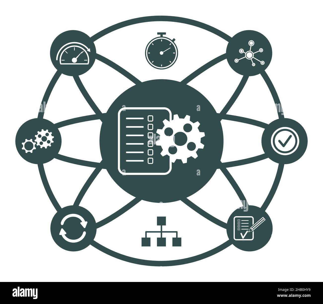 Concept of workflow with connected icons Stock Photo - Alamy