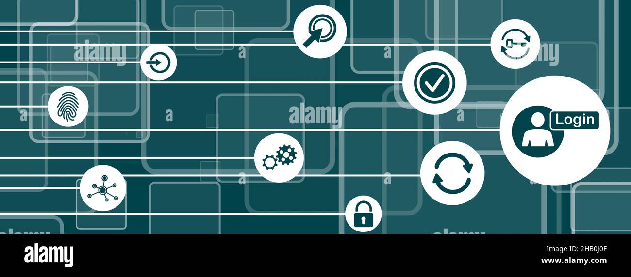 Concept of login with connected icons Stock Photo - Alamy
