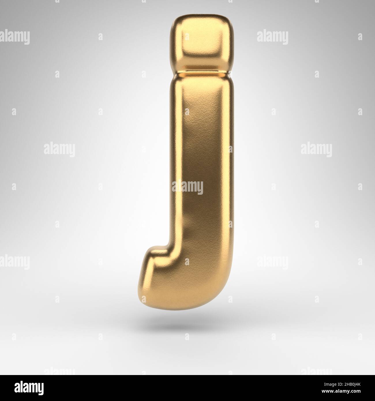 Letter J lowercase on white background. Golden 3D rendered font with ...