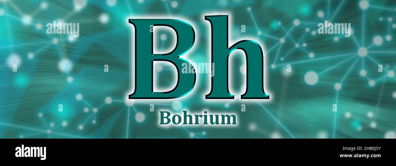 Bh symbol. Bohrium chemical element on green network background Stock ...