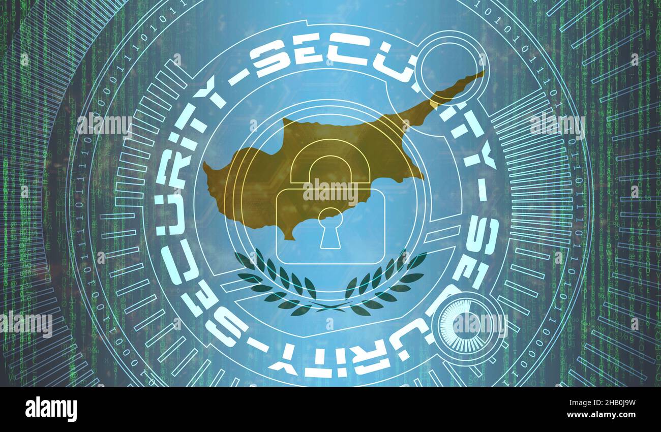 National cyber Security of Cyprus on digital background Data protection ...