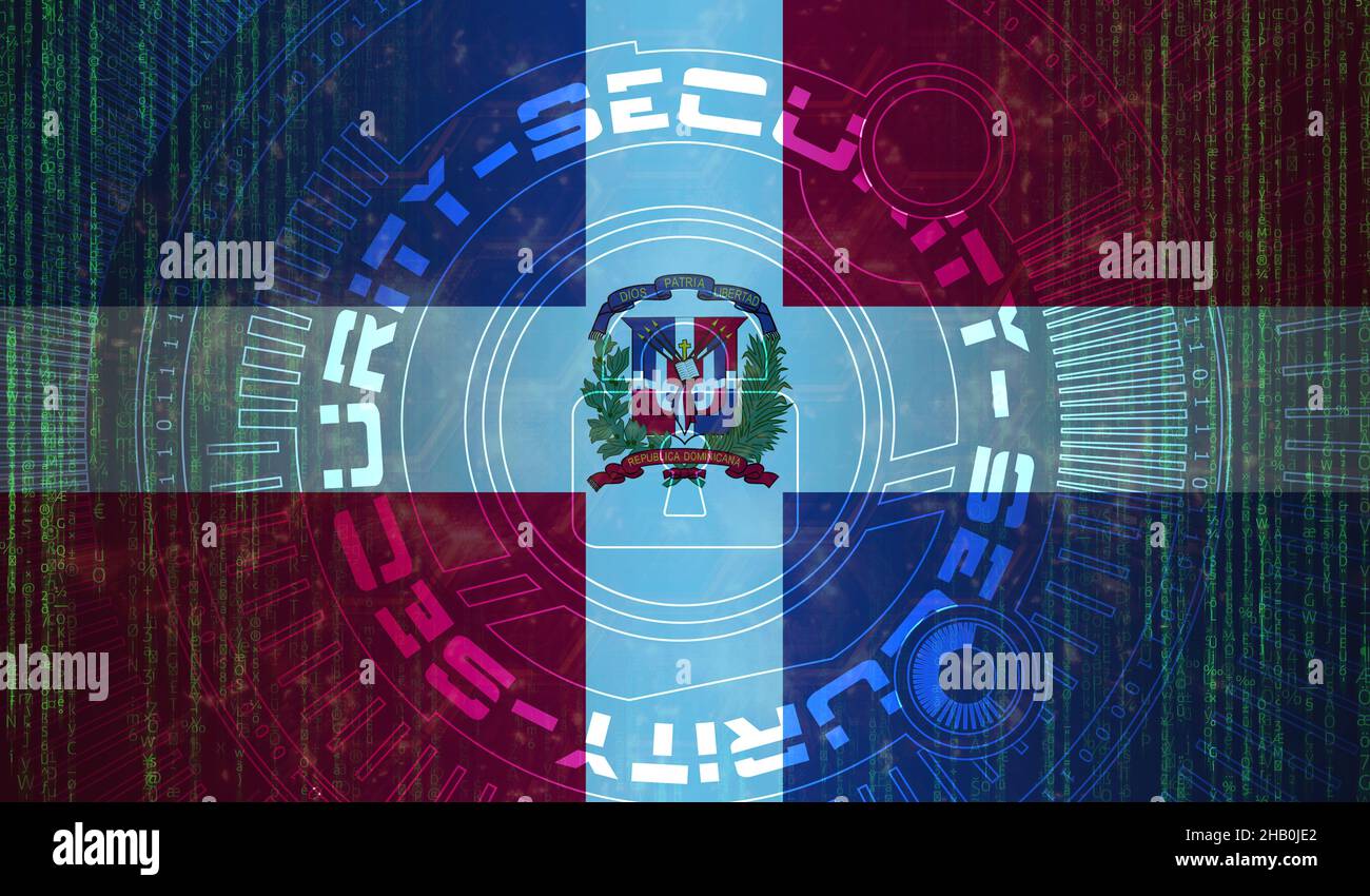 National cyber Security of Dominican Republic on digital background ...