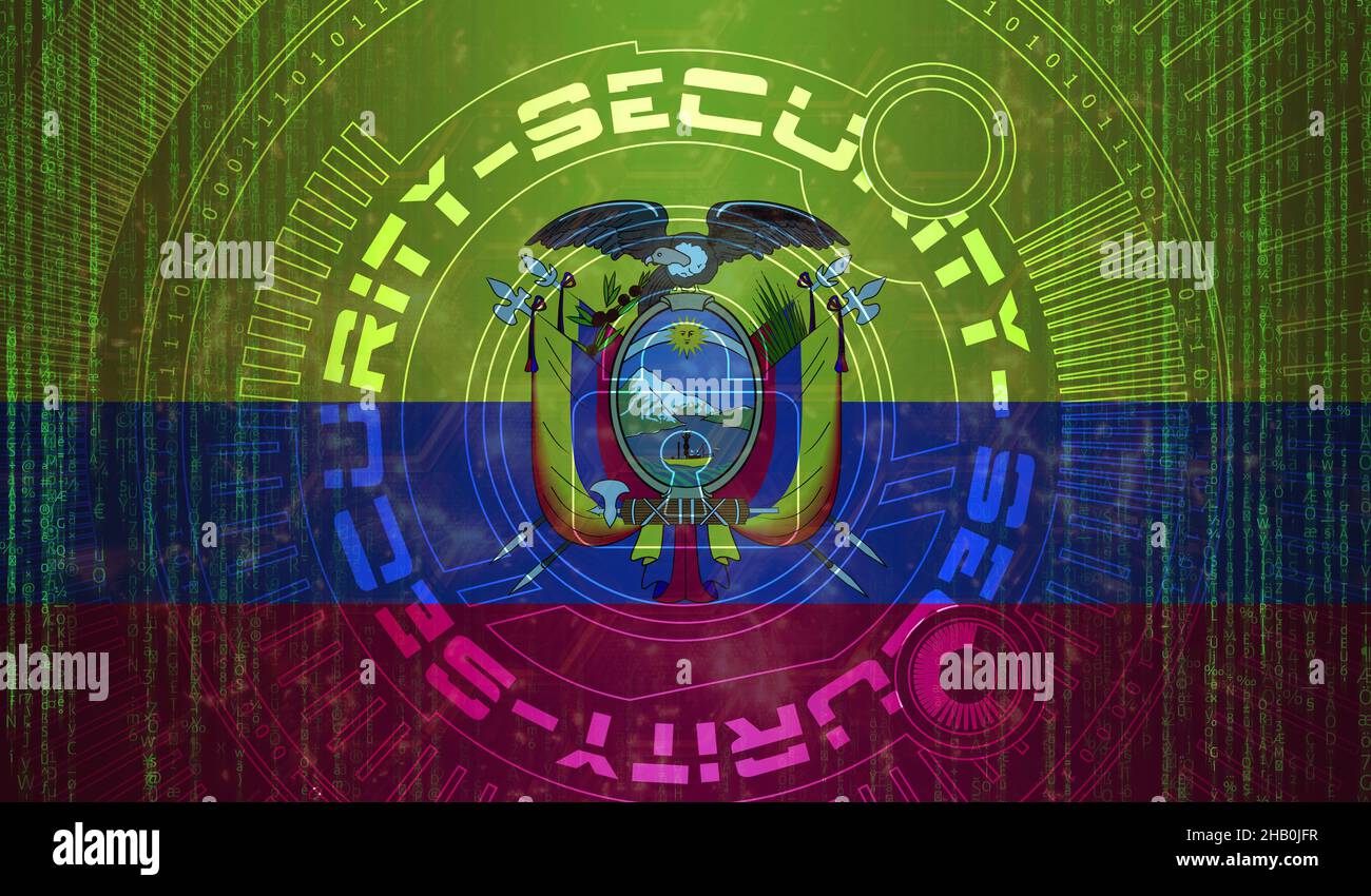 National cyber Security of Ecuador on digital background Data ...