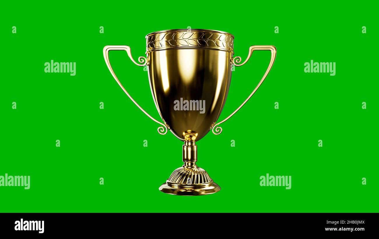 nice gold trophy bowl on green screen , isolated - object 3D ...