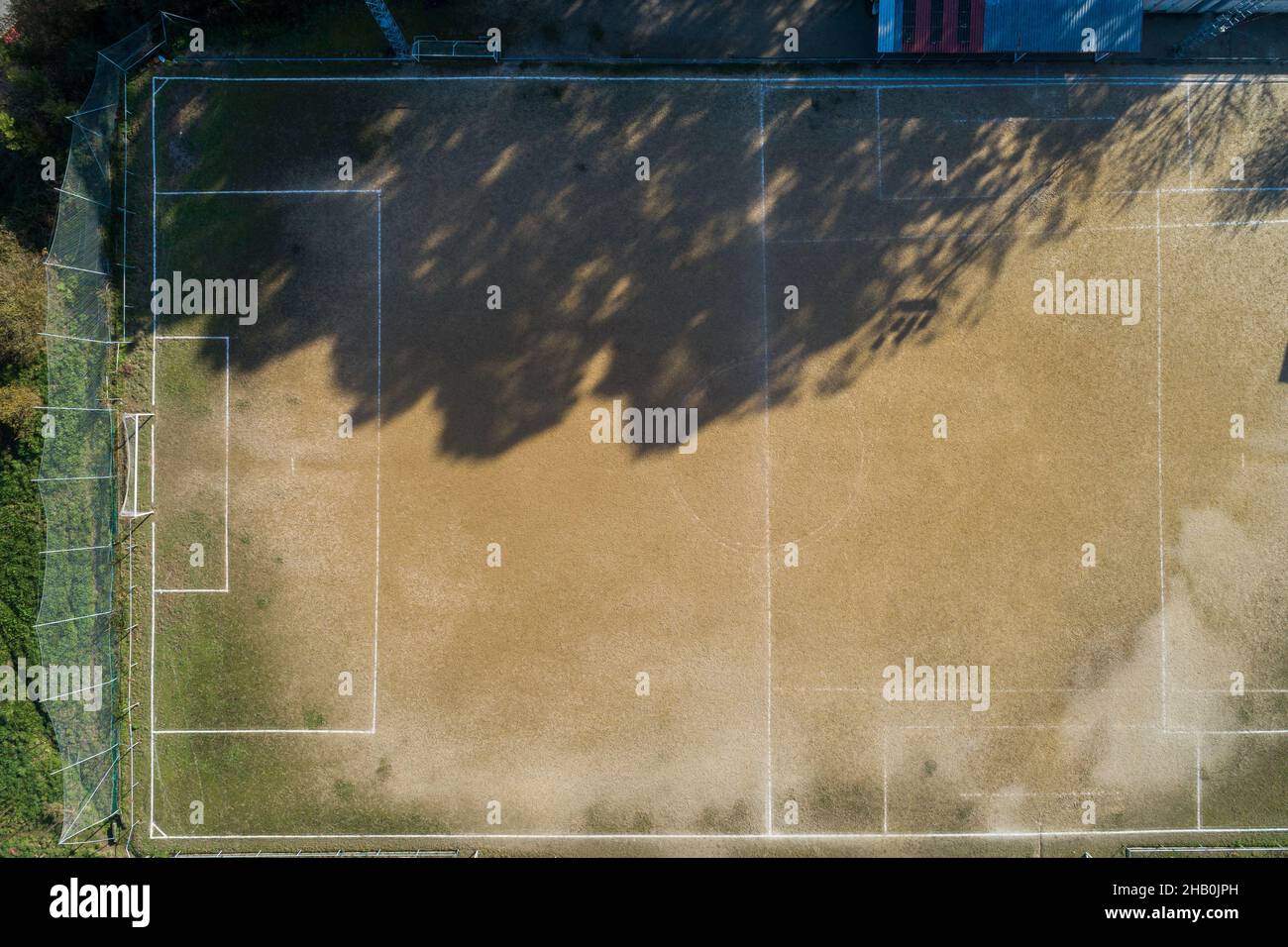 Overhead drone photo of an earthen football field Stock Photo - Alamy