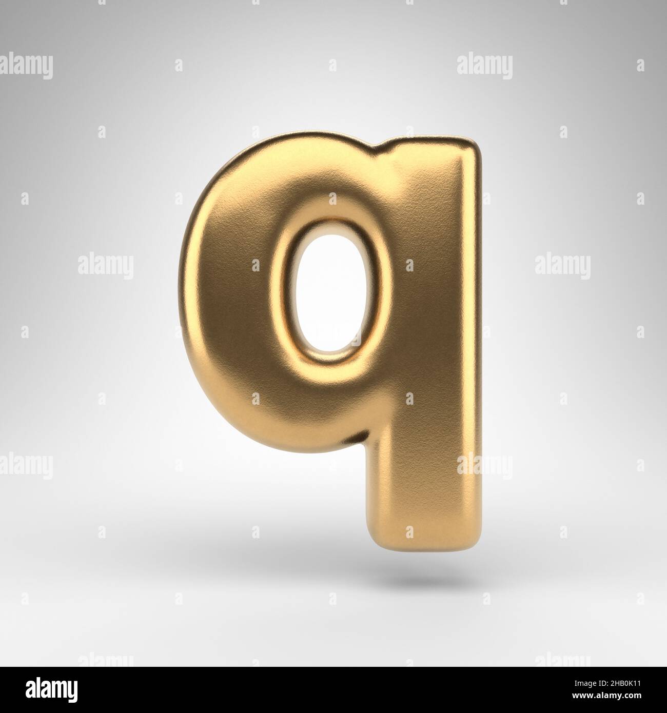Letter Q lowercase on white background. Golden 3D rendered font with ...