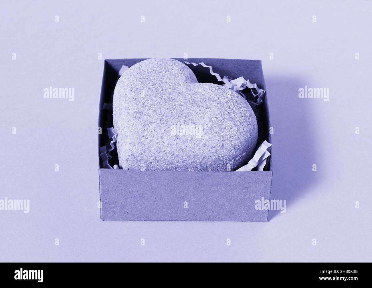 Very peri heart in craft box. Valentine's day gift Stock Photo - Alamy