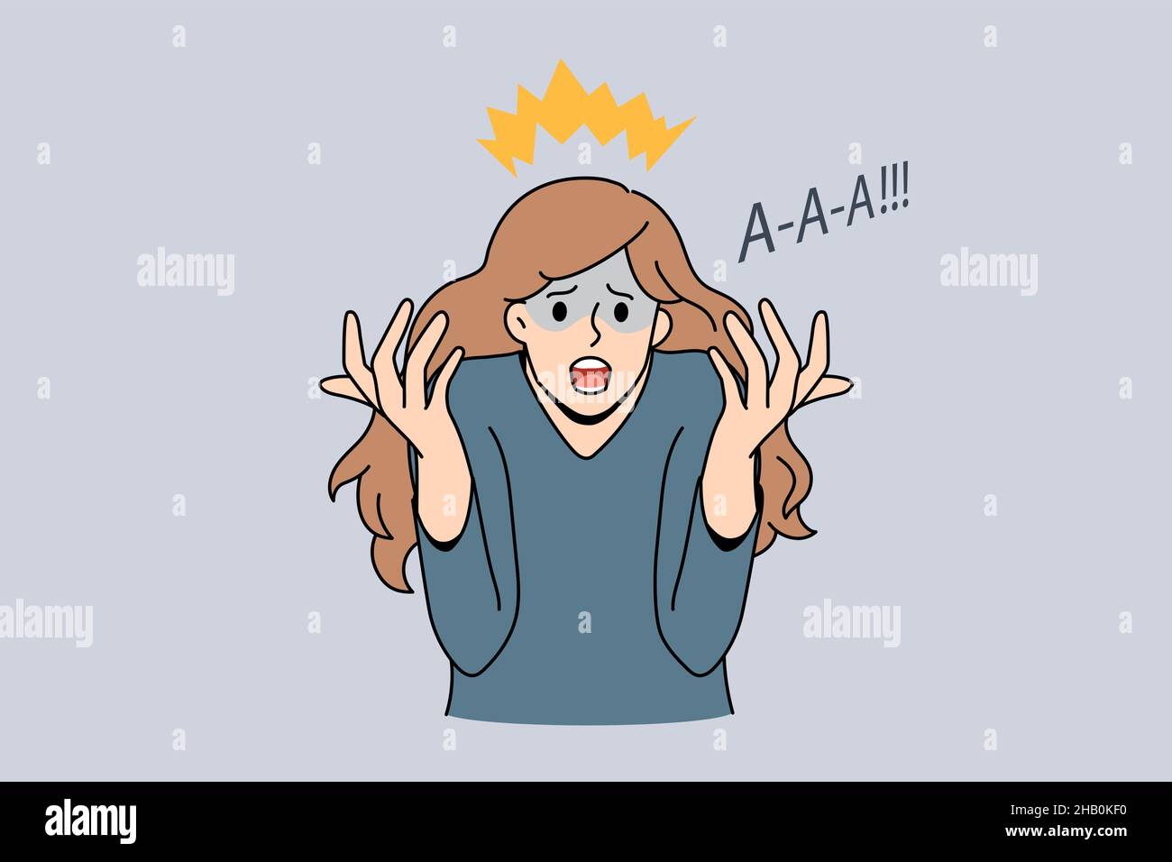 Feeling angry and aggressive concept. Young furious woman shouting with ...