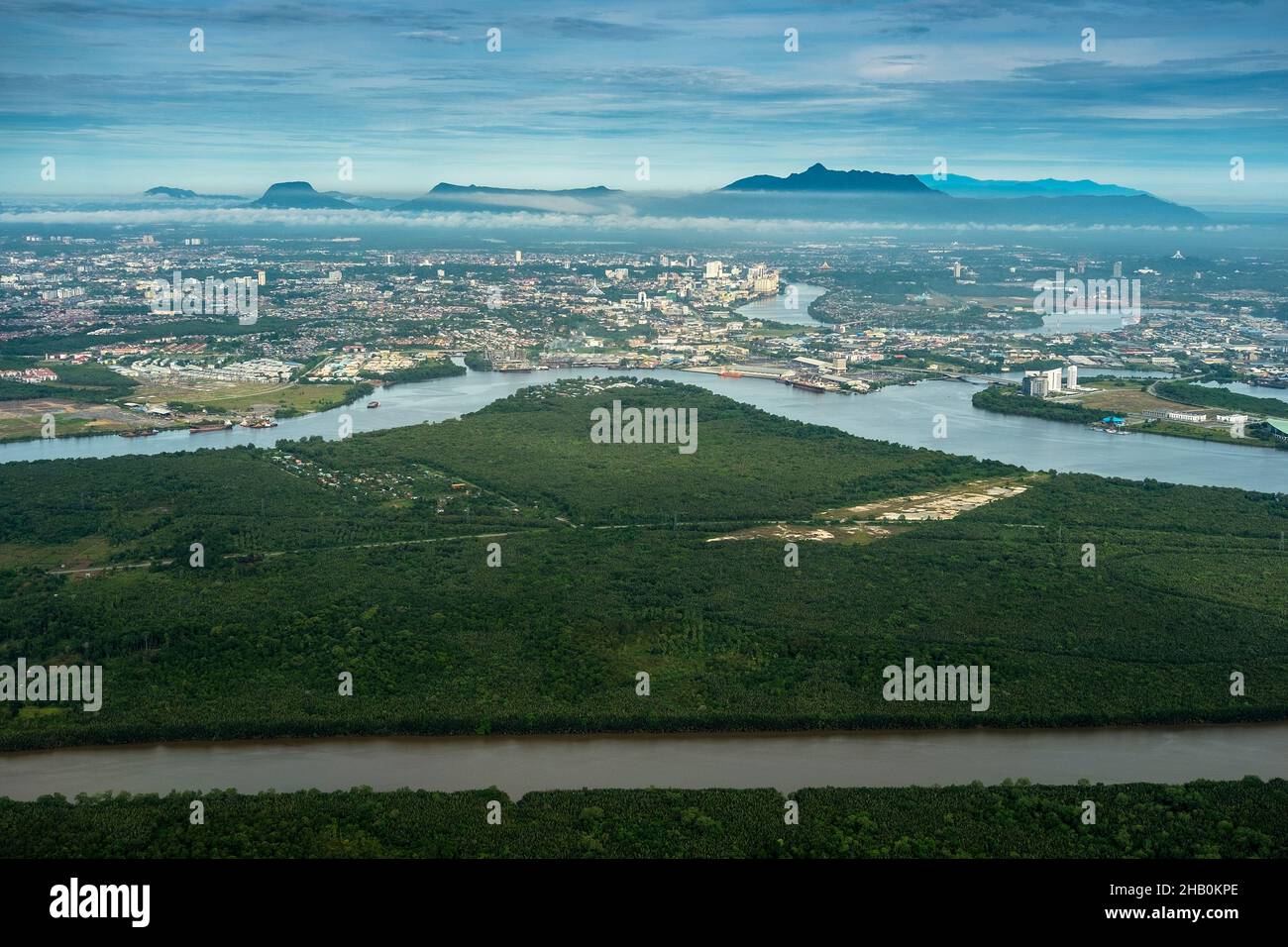 Kuching City view from plane Stock Photo - Alamy