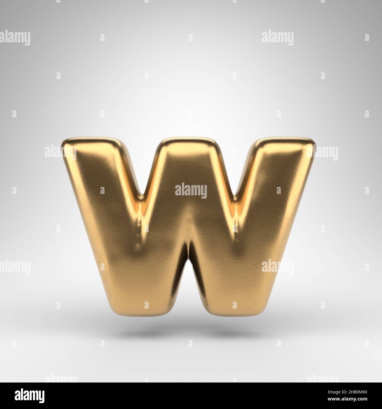 Letter W lowercase on white background. Golden 3D rendered font with ...