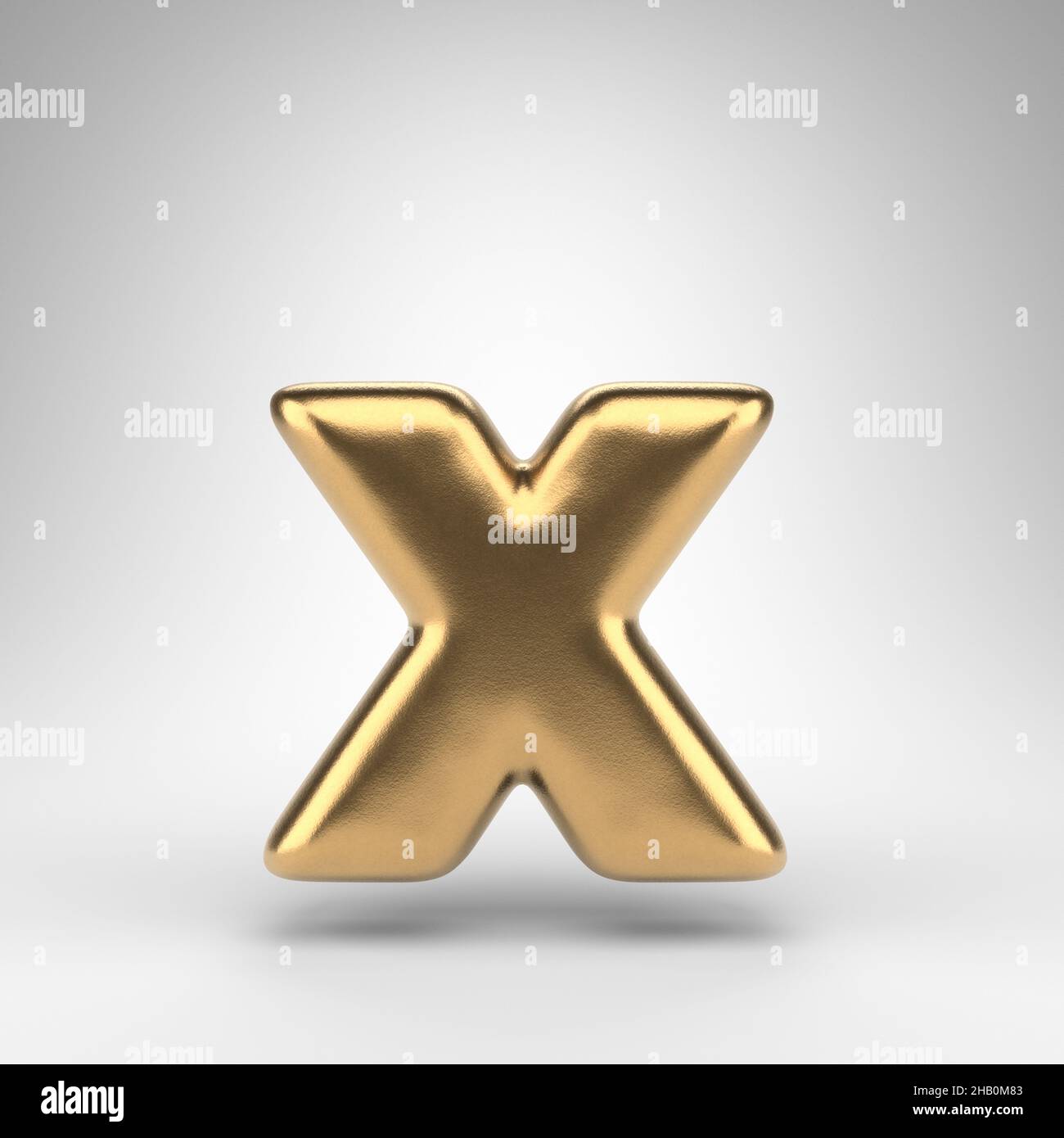 Letter X lowercase on white background. Golden 3D rendered font with ...