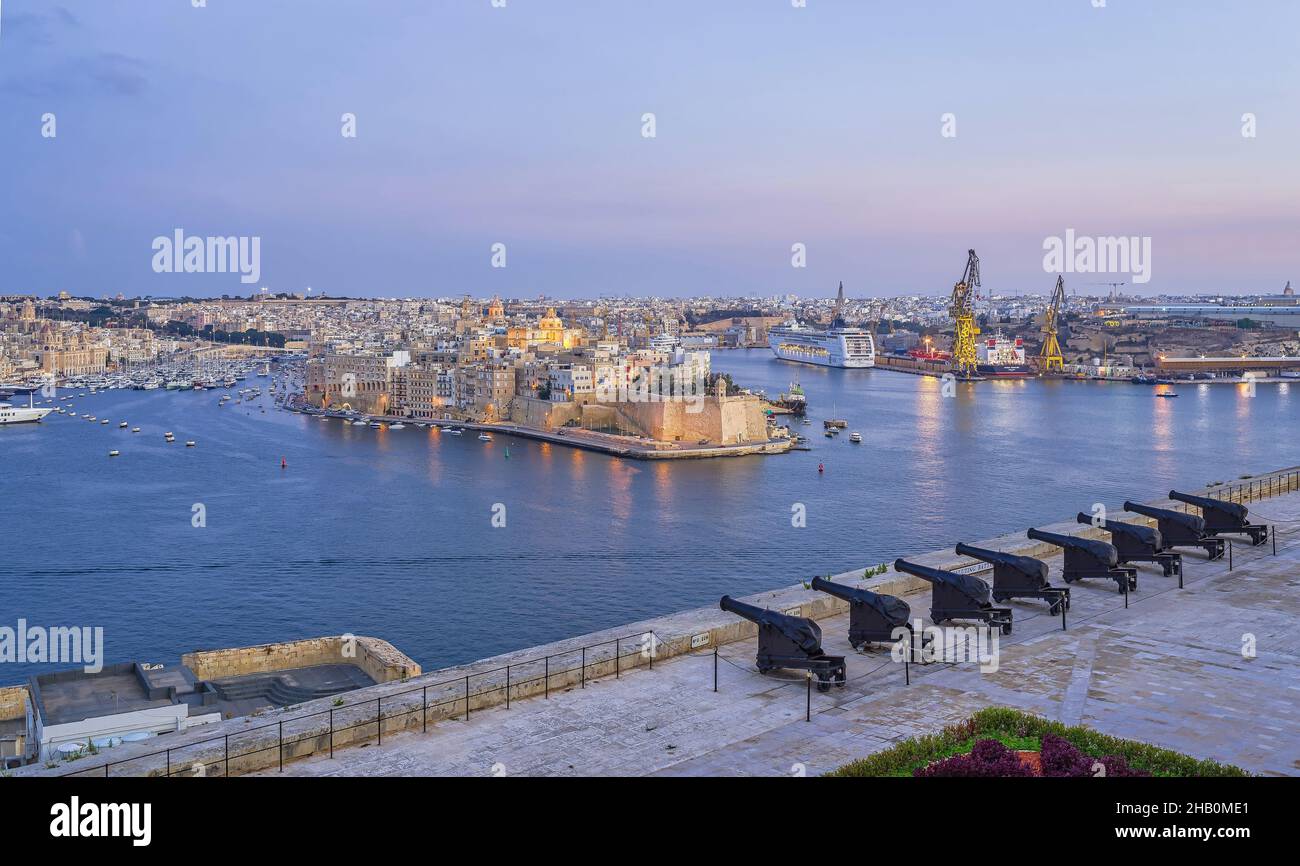 View of the Grand Harbour and St Angelo Fort in Birgu as seen from ...