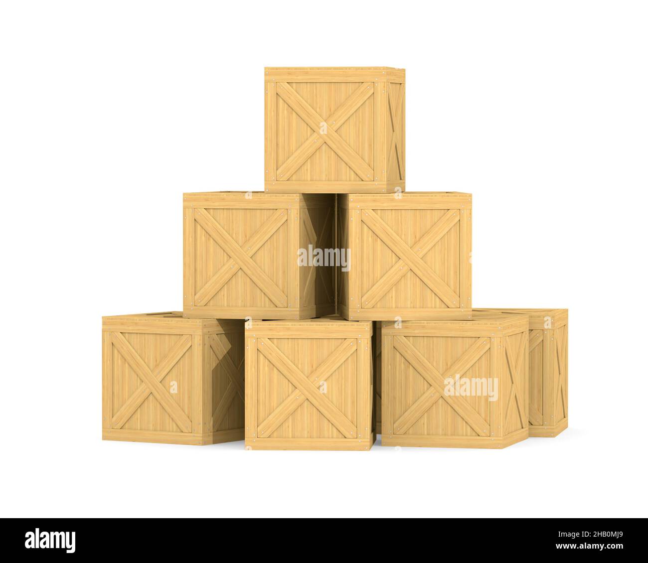 closed wooden cargo boxes on white background. Isolated 3D illustration ...