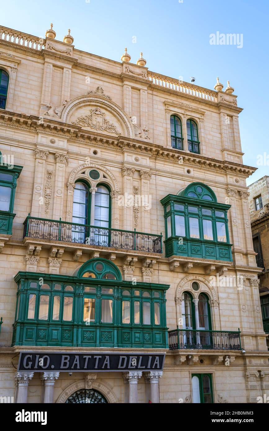 Typical Maltese residential architecture with brightly coloured timber ...