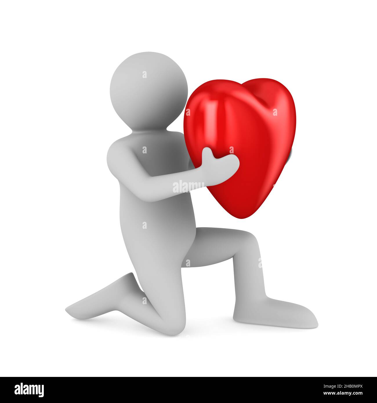 Man and heart on white background. Isolated 3D illustration Stock Photo ...