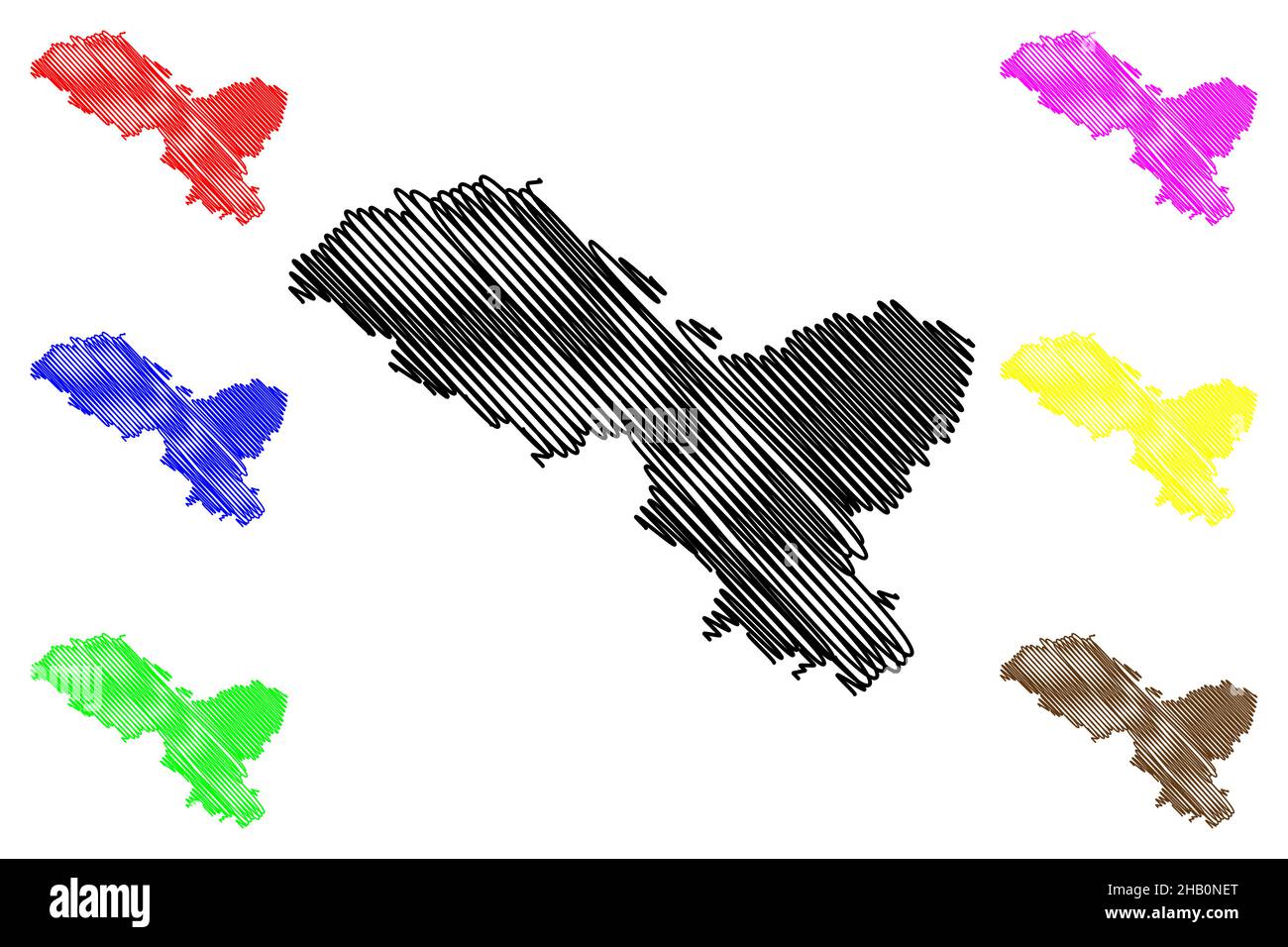 Leh district (Ladakh union territory, Republic of India) map vector ...