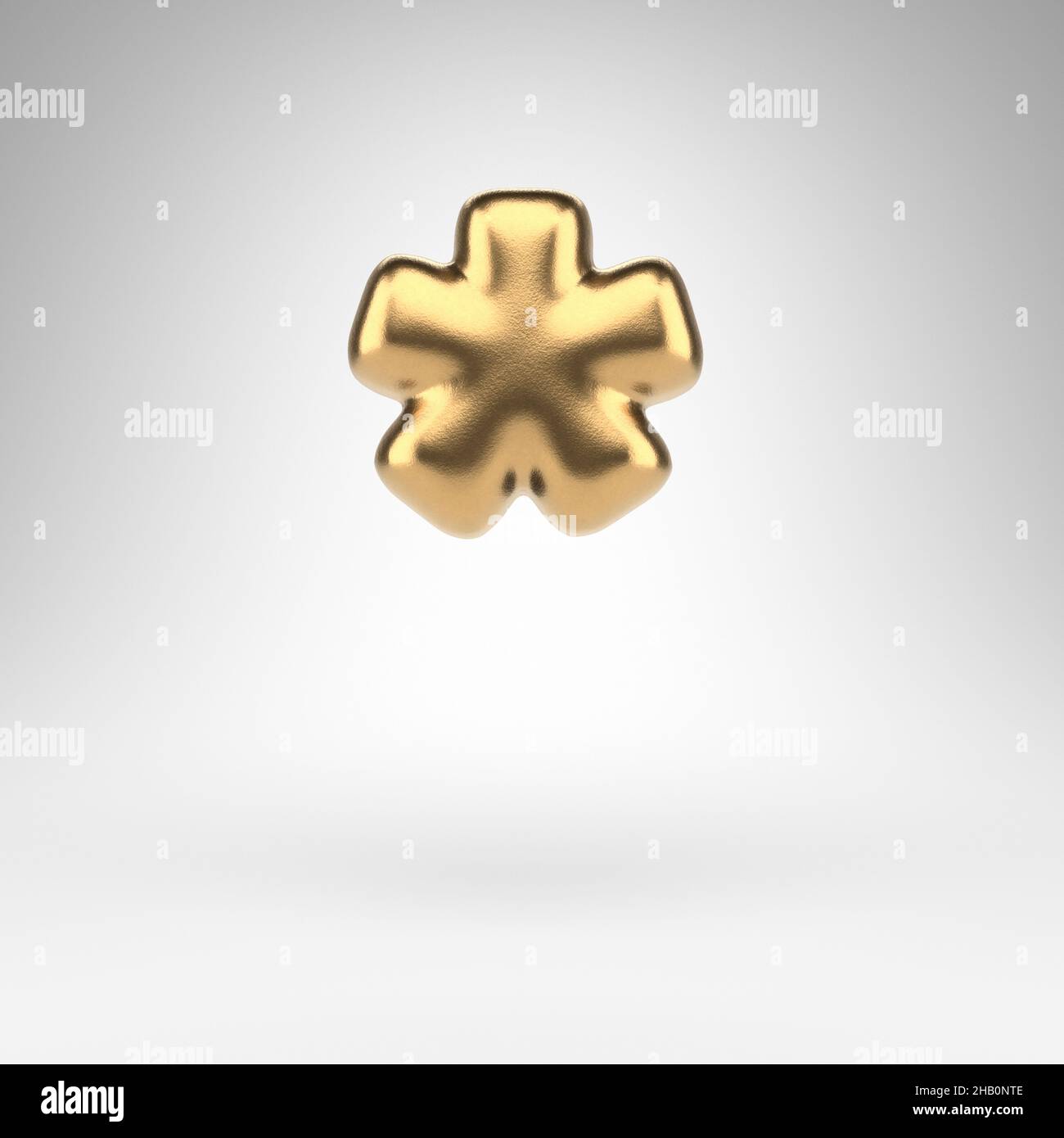 Asterisk symbol on white background. Golden 3D rendered sign with gloss ...