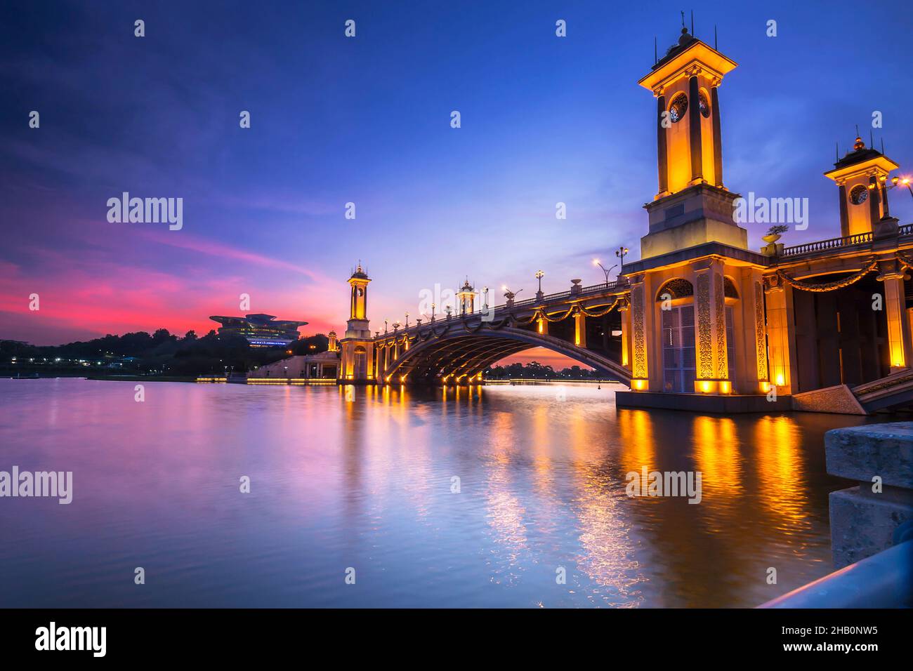 Putrajaya's Sri Gemilang Bridge at night Stock Photo - Alamy