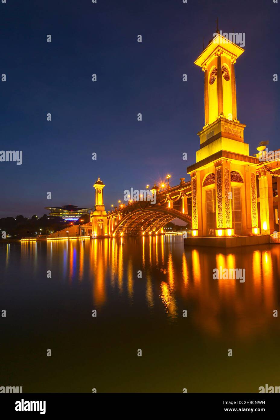 Putrajaya's Sri Gemilang Bridge at night Stock Photo - Alamy