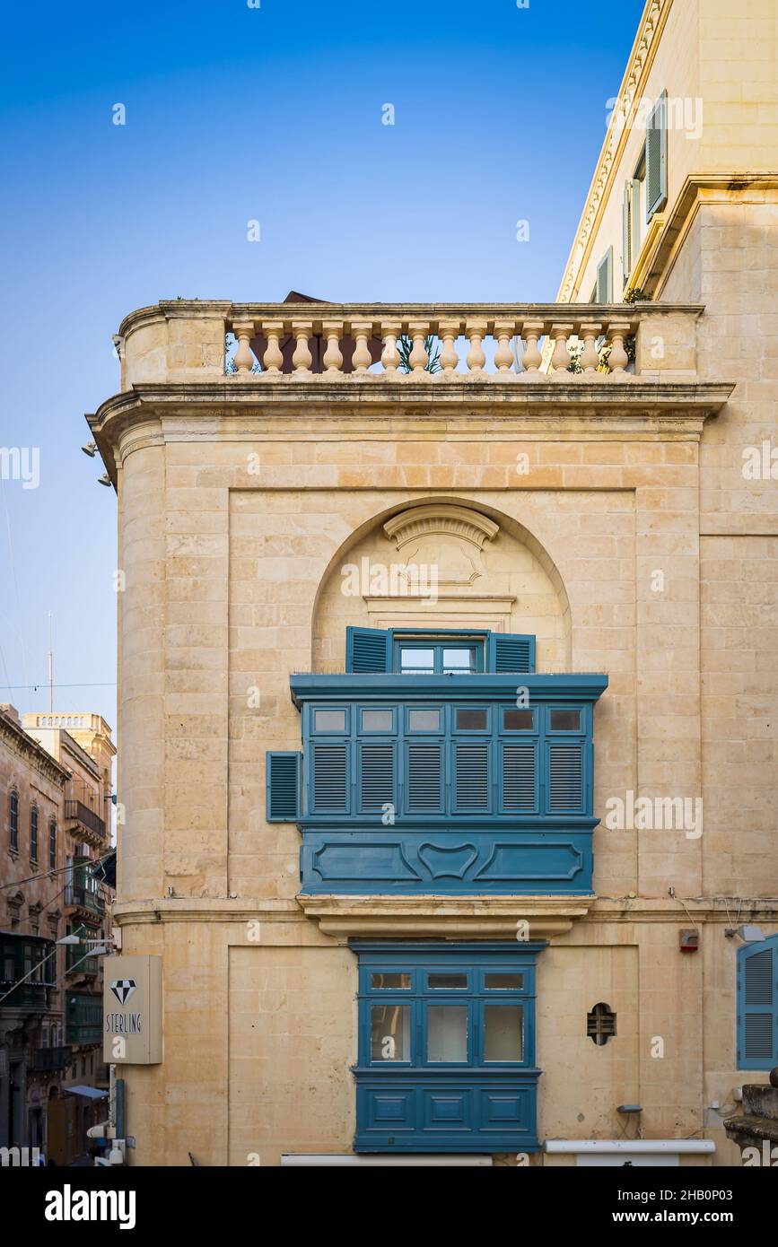 Typical Maltese residential architecture with brightly coloured timber ...