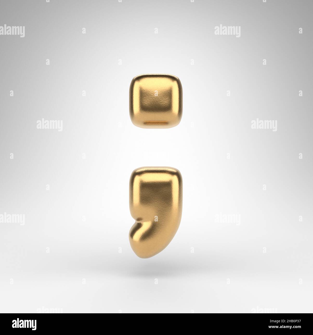Semicolon symbol on white background. Golden 3D rendered sign with ...