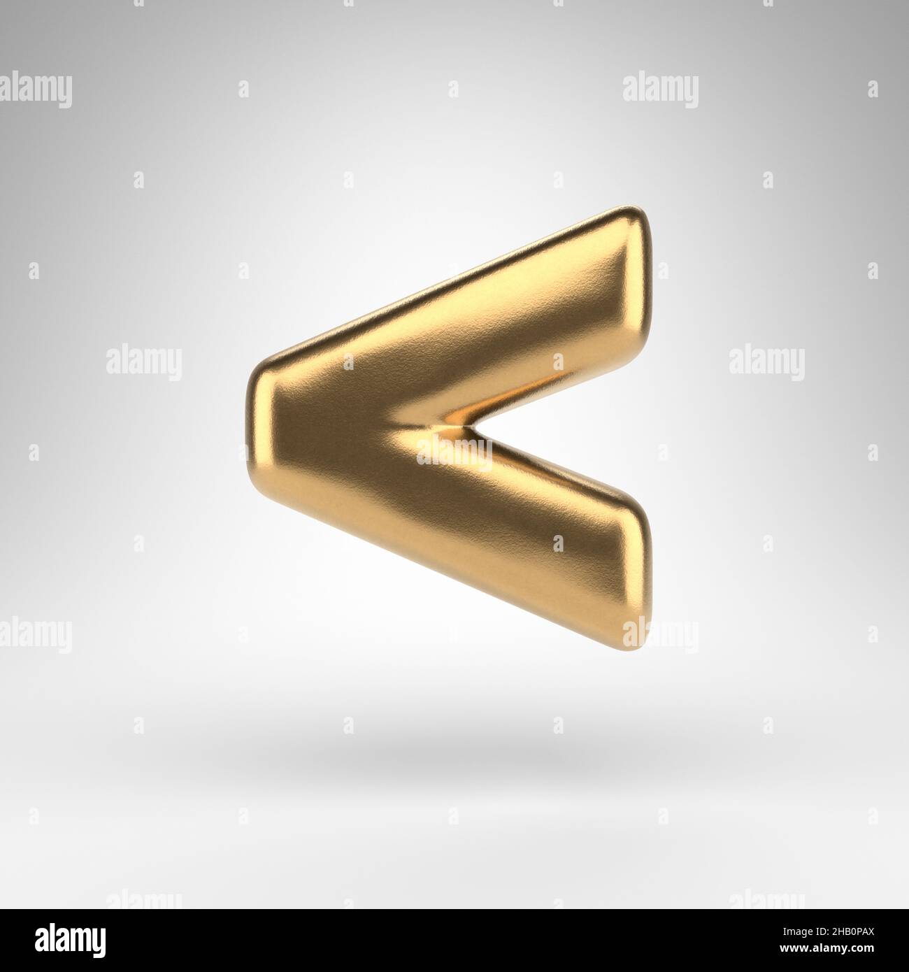Less than symbol on white background. Golden 3D rendered sign with ...