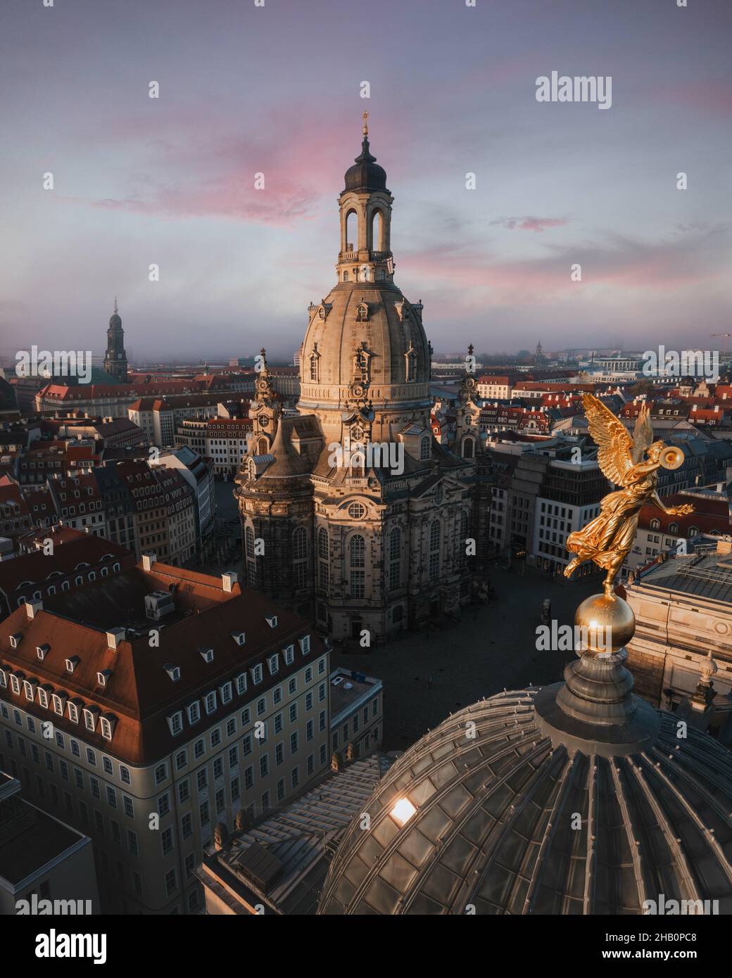 Vertical shot of the beautiful buildings of Dresden, Germany during ...