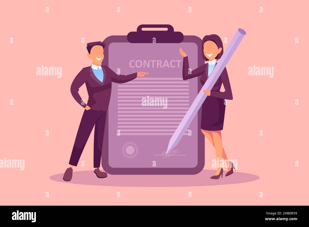 Signing contract cartoon hi-res stock photography and images - Alamy