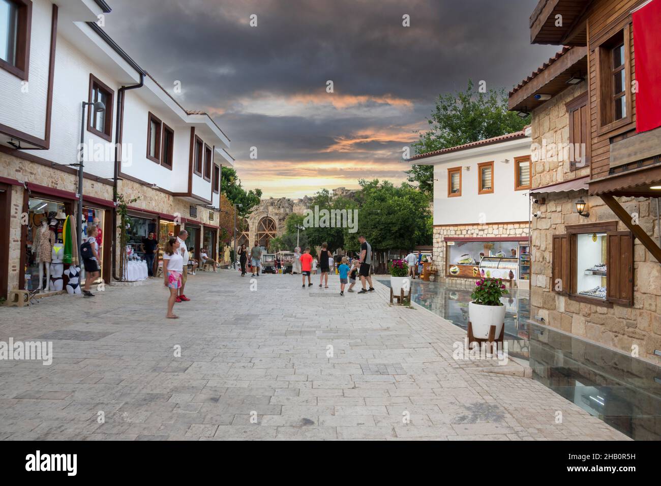 Side Antalya, Turkey - 06.28.2021: The streets of the city centre and ...
