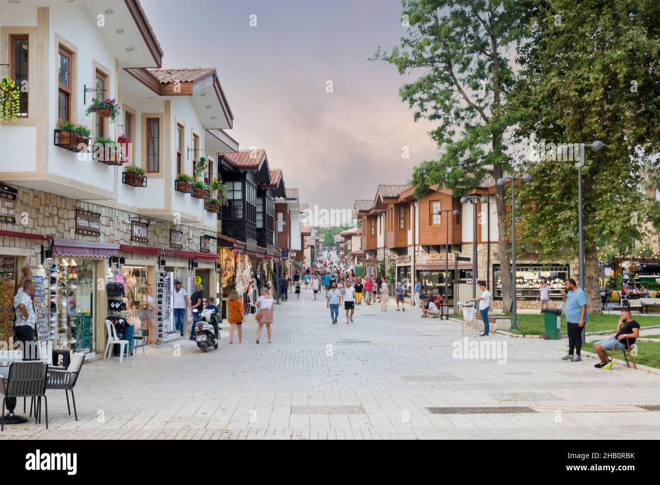 Side Antalya, Turkey - 06.28.2021: The streets of the city centre and ...