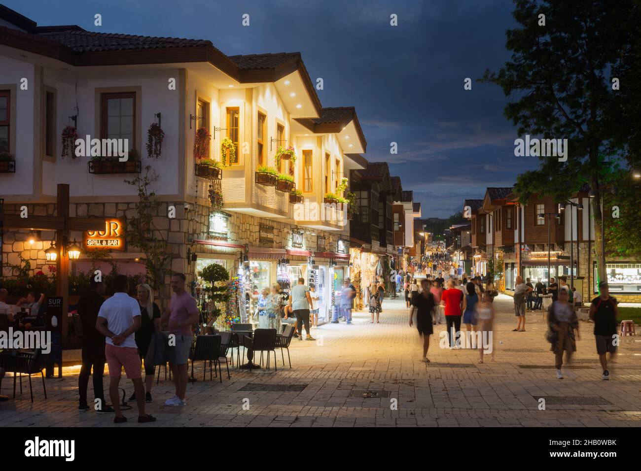 Side Antalya, Turkey - 06.28.2021: The streets of the city centre and ...